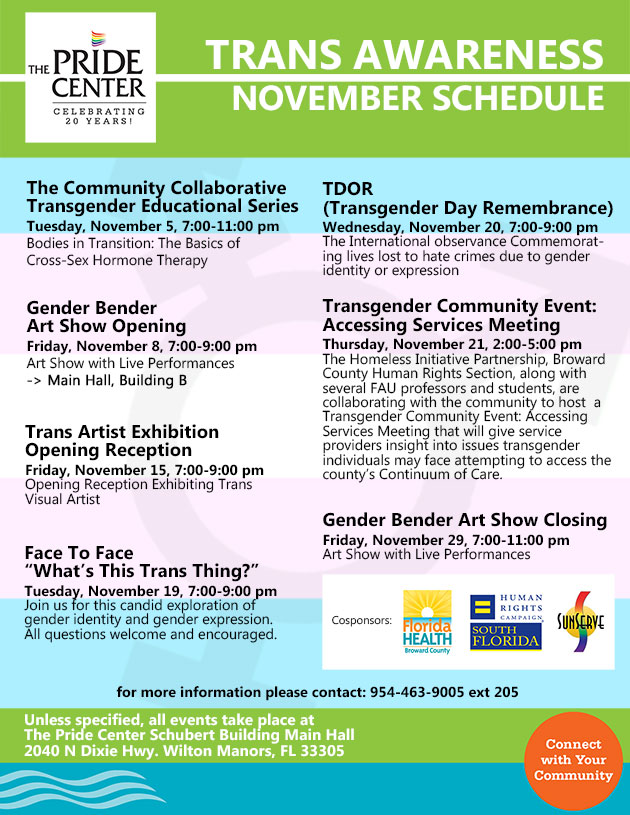 Transgender Awareness – November Schedule – The Pride Center at Equality Park